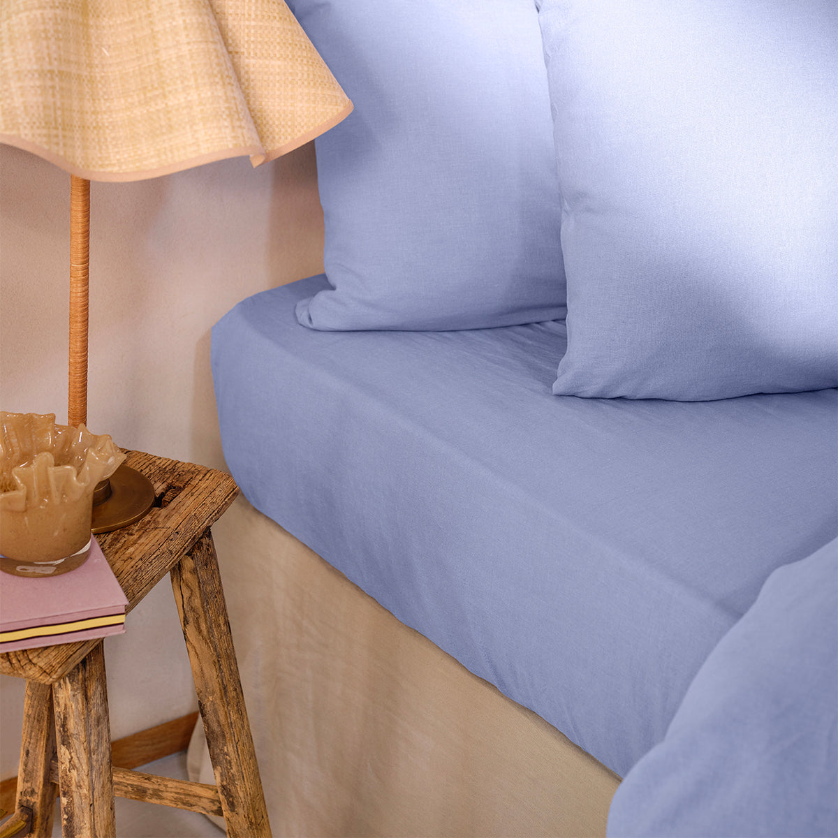 White Linen Fitted Sheet | Piglet in Bed UK
