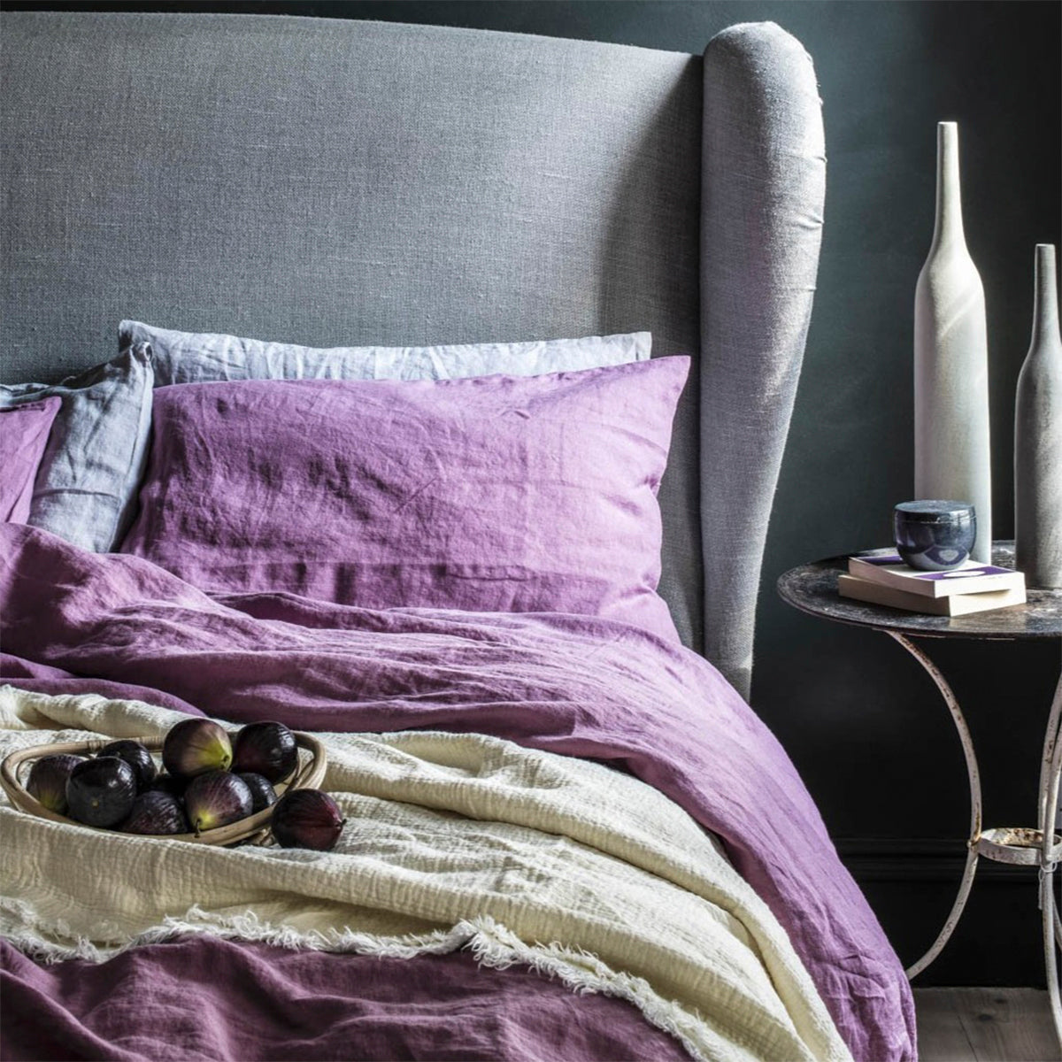 Raspberry Linen Blend Duvet Cover | Piglet in Bed UK