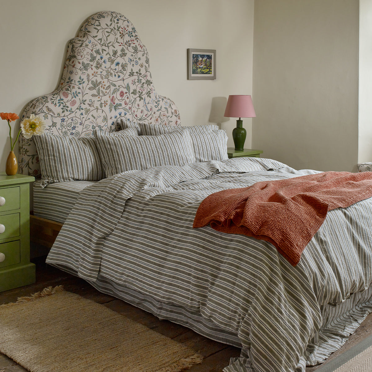 Thyme Somerley Stripe Linen Blend Duvet Cover | Piglet in Bed UK