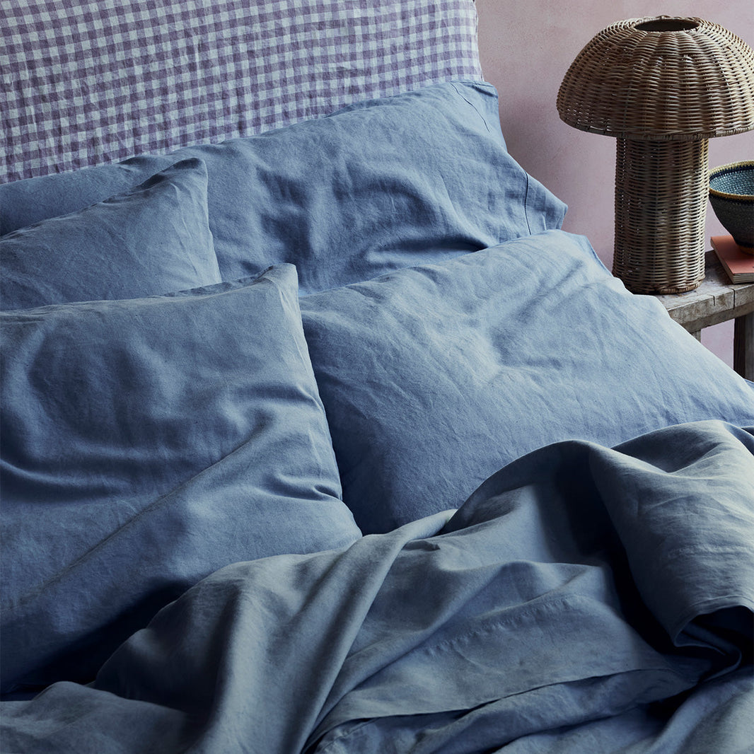 Dusk Blue Linen Bedding | Piglet in Bed UK