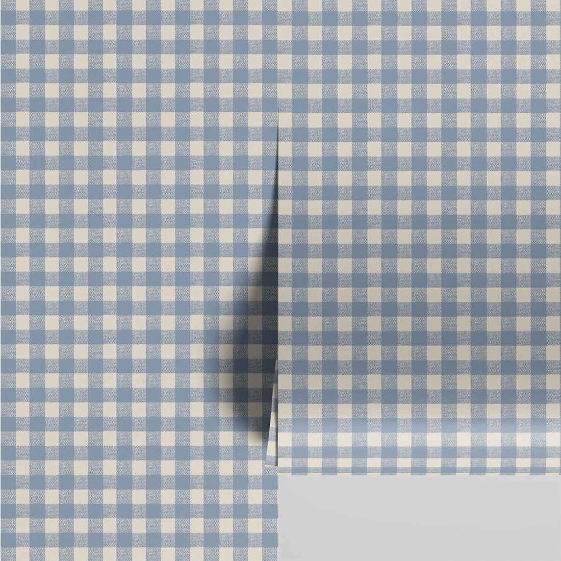 Dusty Blue Gingham Wallpaper | Piglet in Bed UK