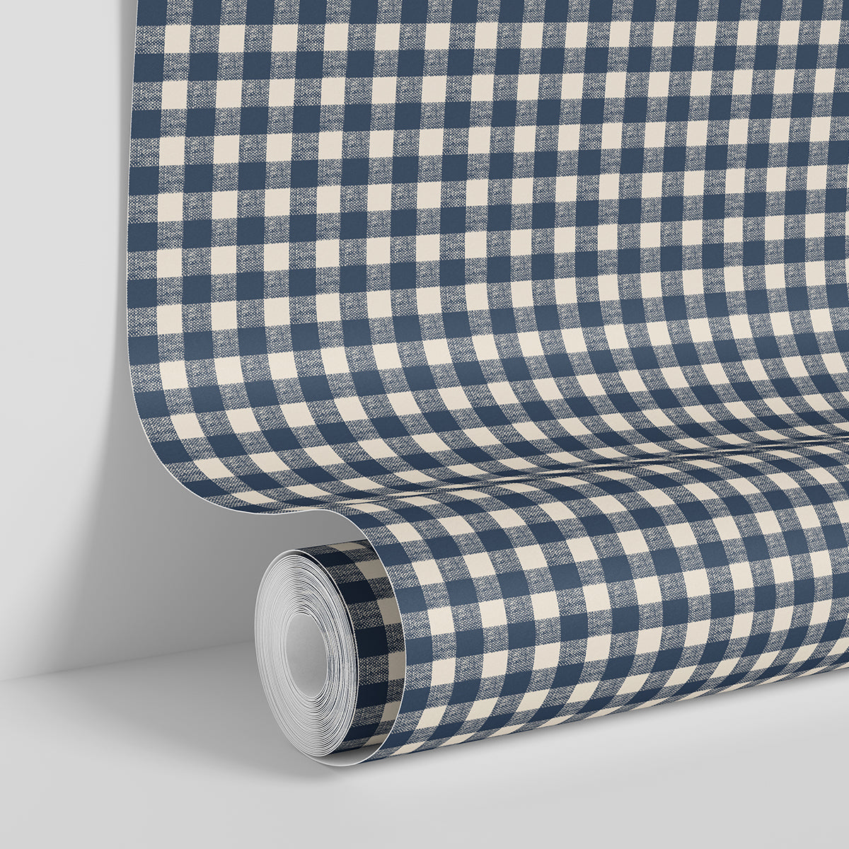 Titan Blue Gingham Wallpaper | Piglet in Bed UK