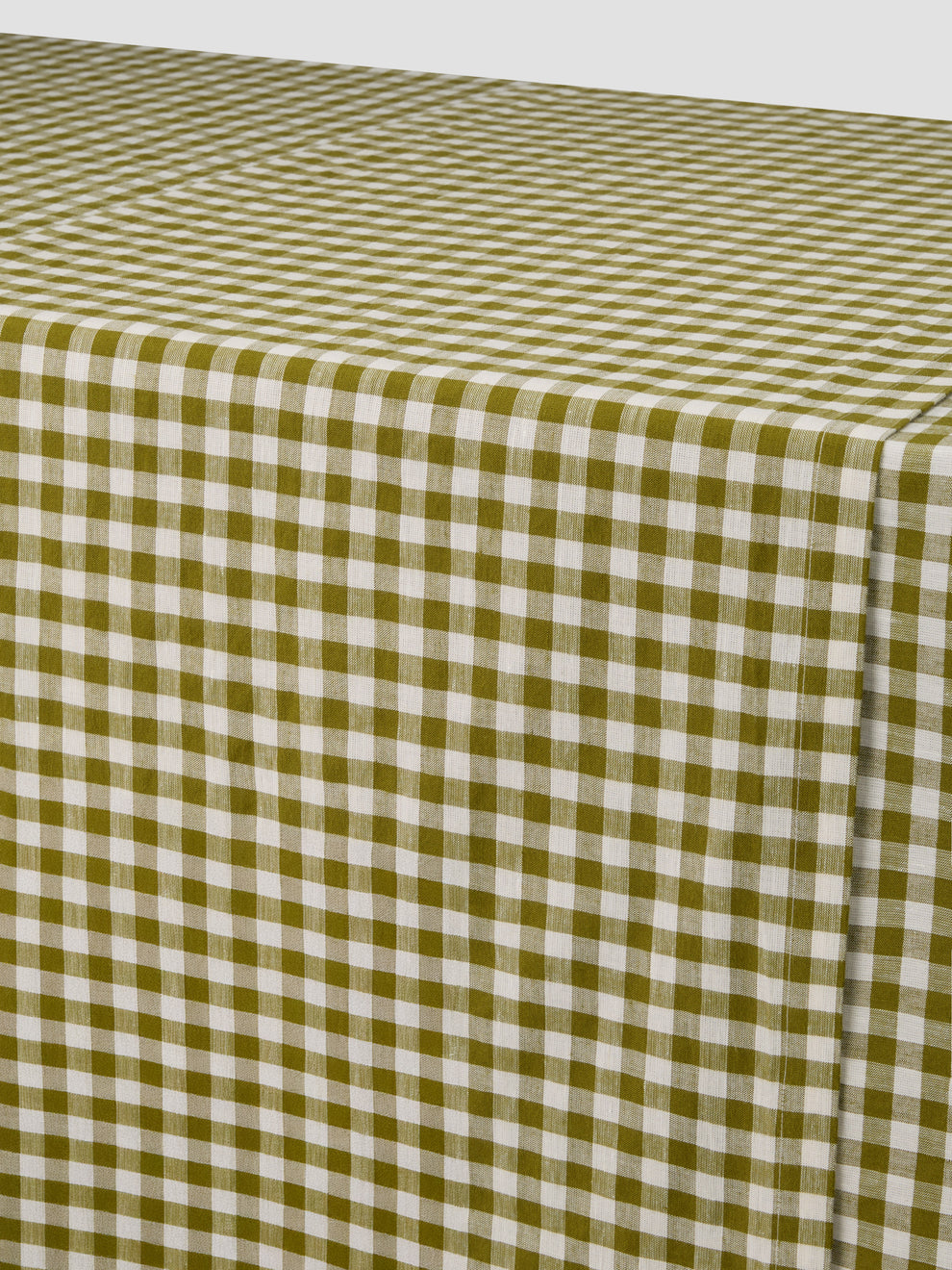 Botanical Green Gingham Linen Blend Table Runner | Piglet in Bed UK