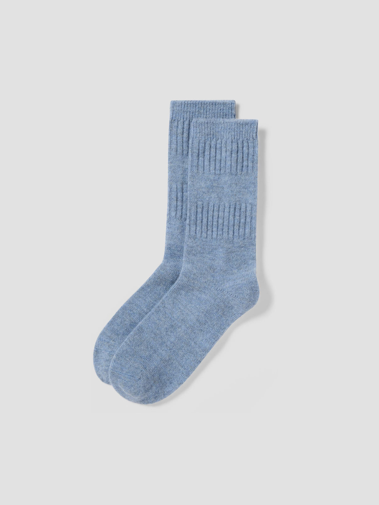 Dusk Blue Merino Wool Ribbed Socks | Piglet in Bed UK