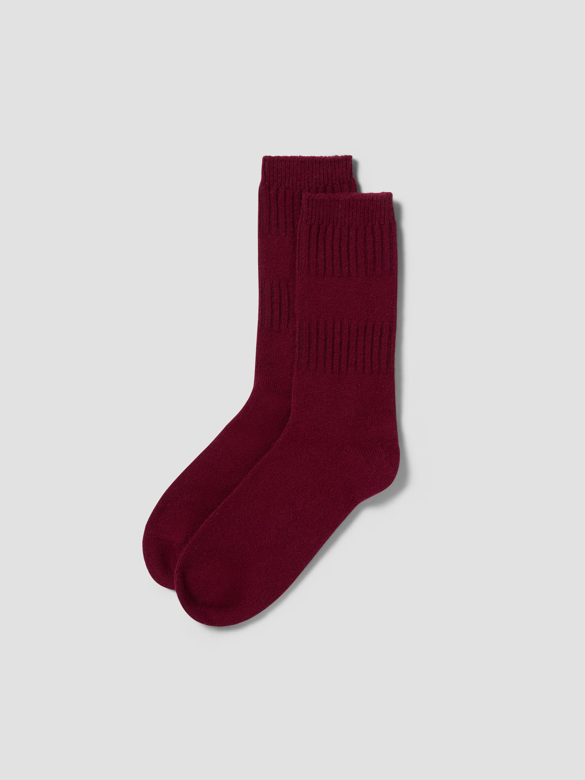 Rhubarb Red Merino Wool Ribbed Socks | Piglet in Bed UK
