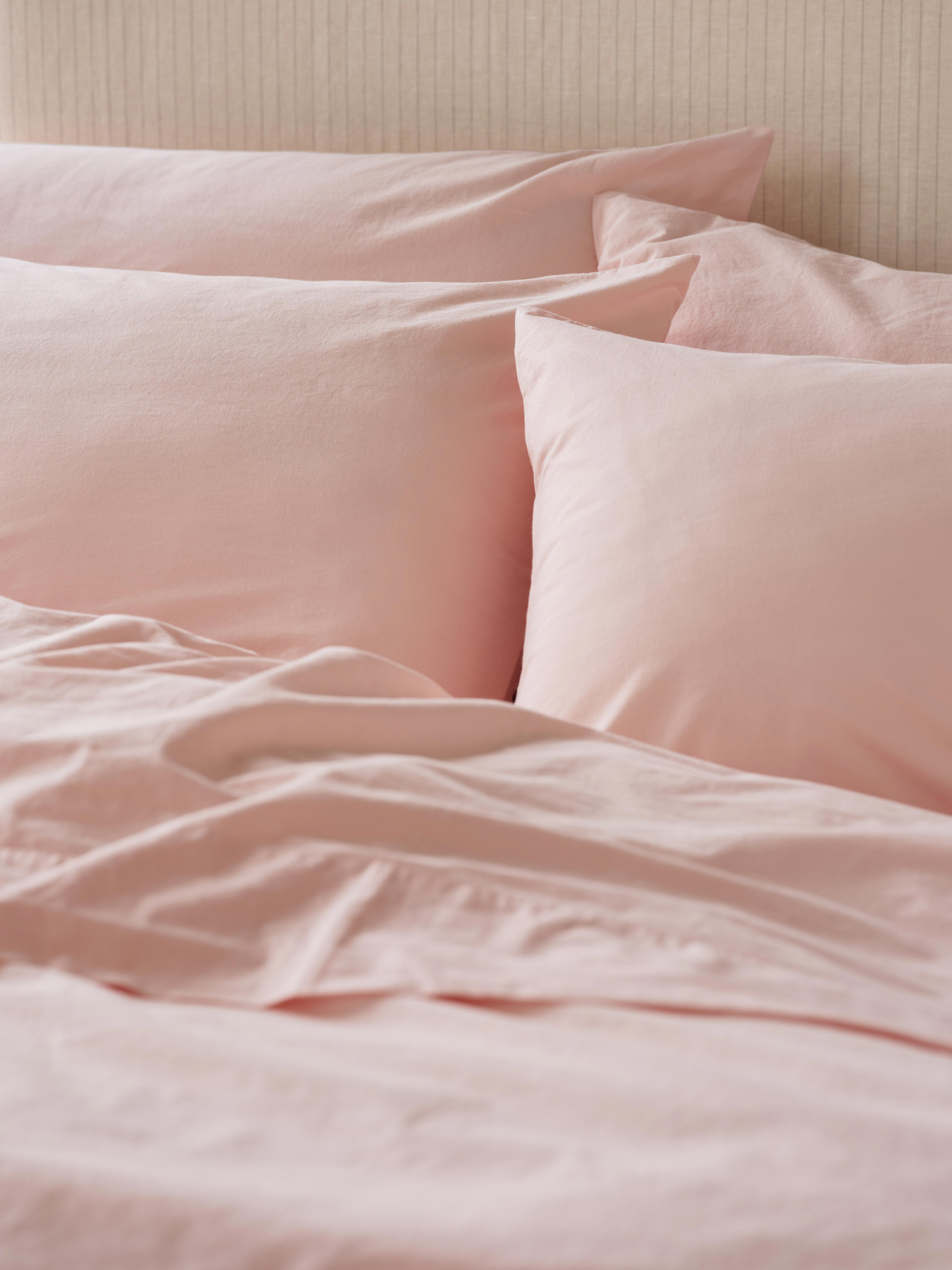 Poetic Pink Washed Cotton Percale Pillowcases (Pair) | Piglet in Bed UK