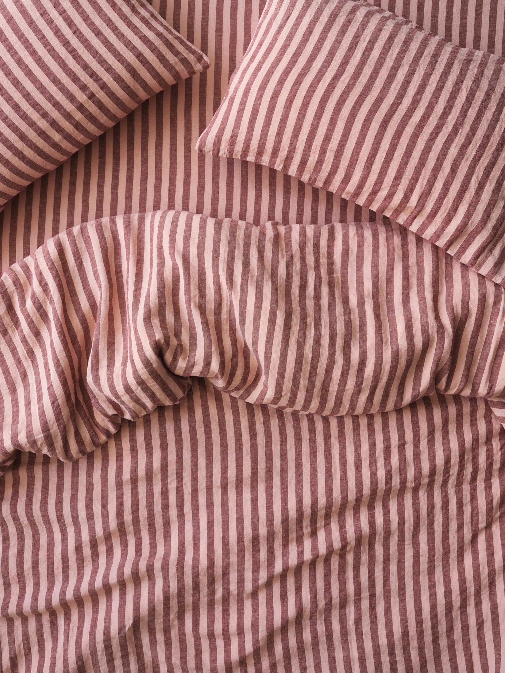 Rhubarb & Rose Pembroke Stripe Linen Blend Flat Sheet | Piglet in Bed UK