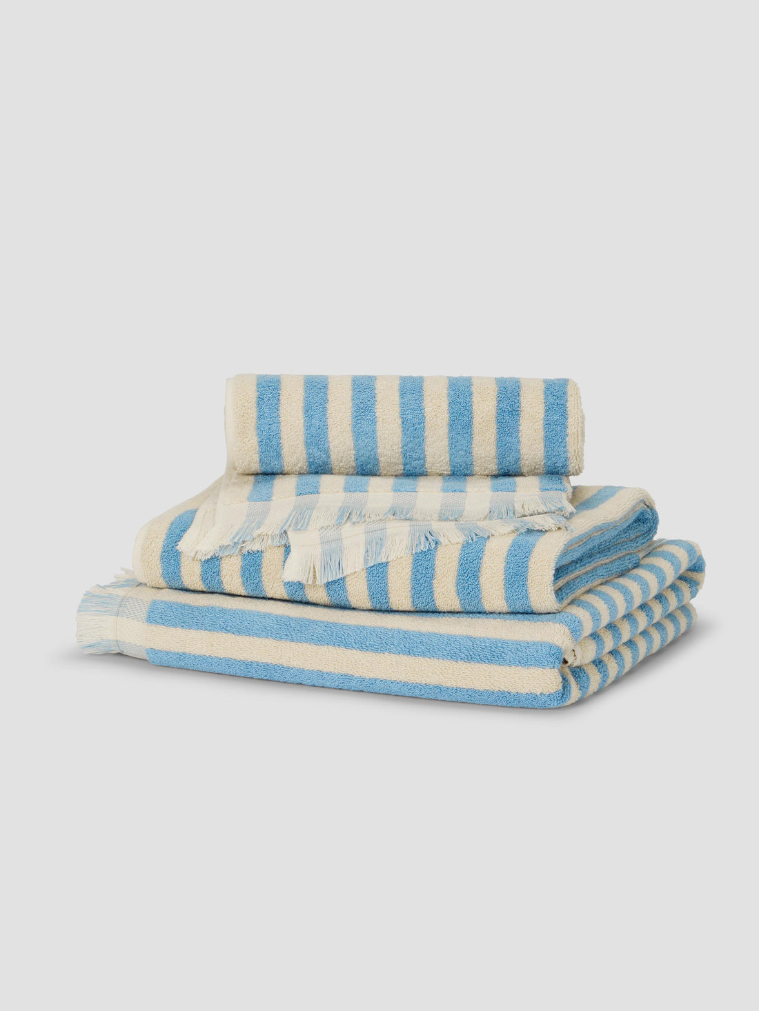 Coastal Blue Pembroke Stripe Cotton Robe | Piglet in Bed UK
