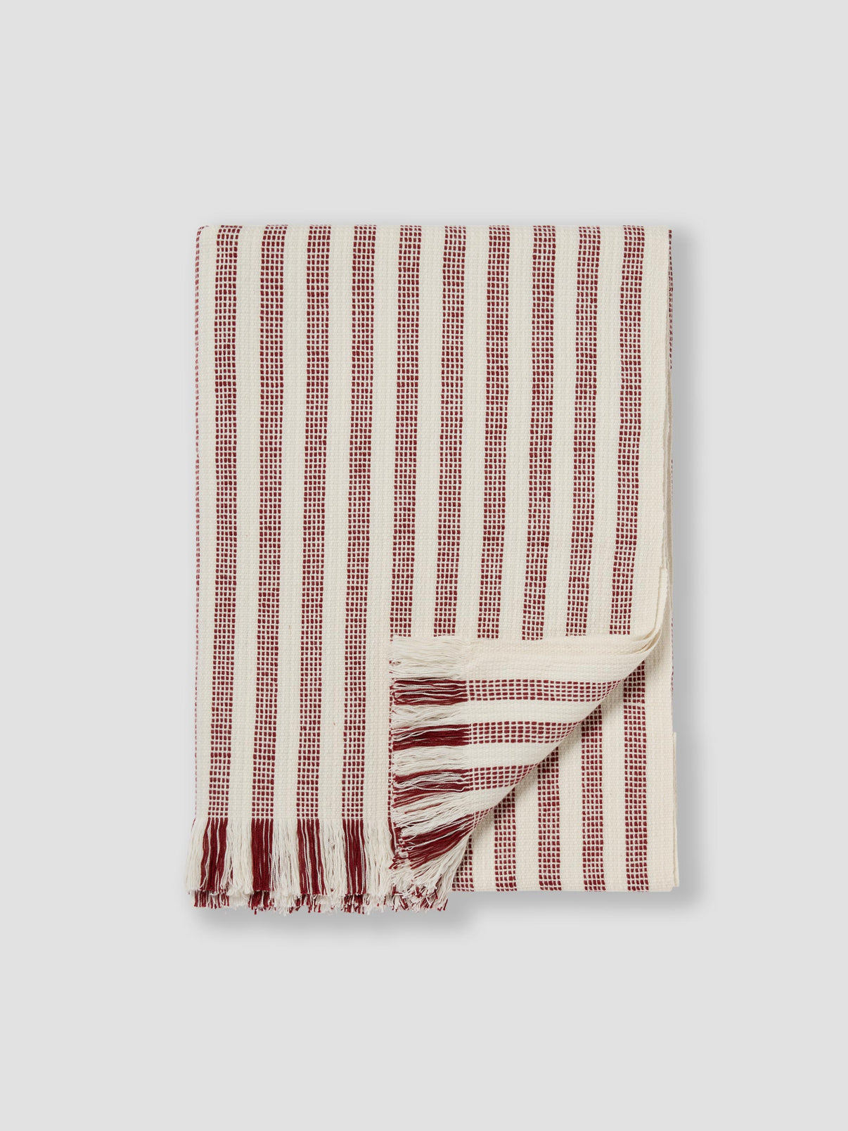 Rust Red Pembroke Stripe Wool Throw | Piglet in Bed UK