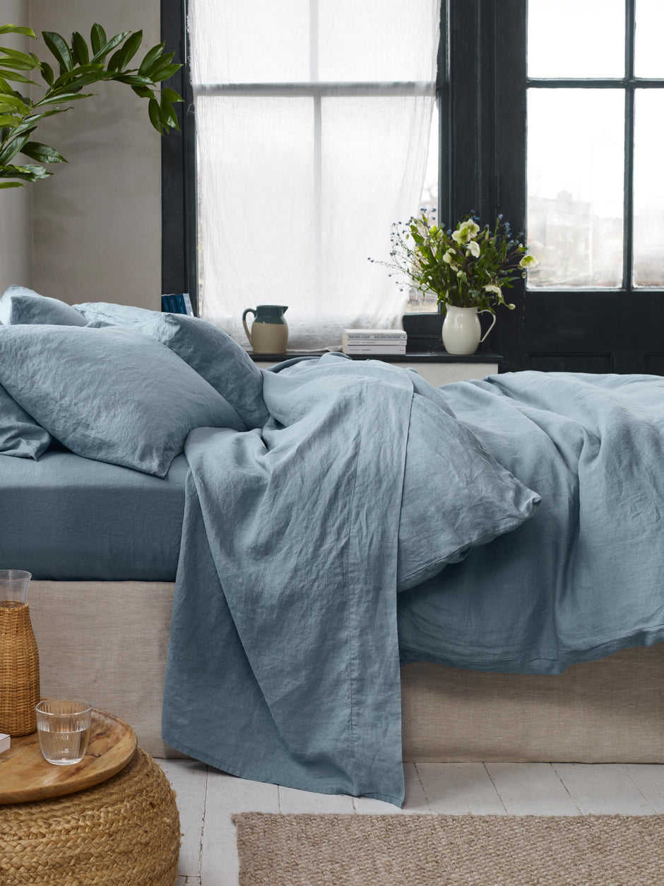 Dusk Blue Linen Bedding | Piglet in Bed UK