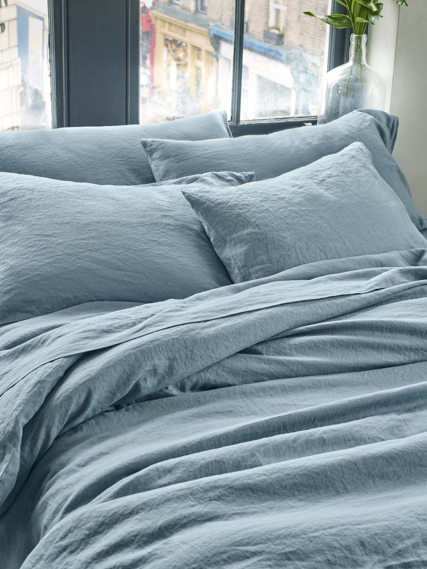 Dusk Blue Linen Blend Duvet Cover | Piglet in Bed UK