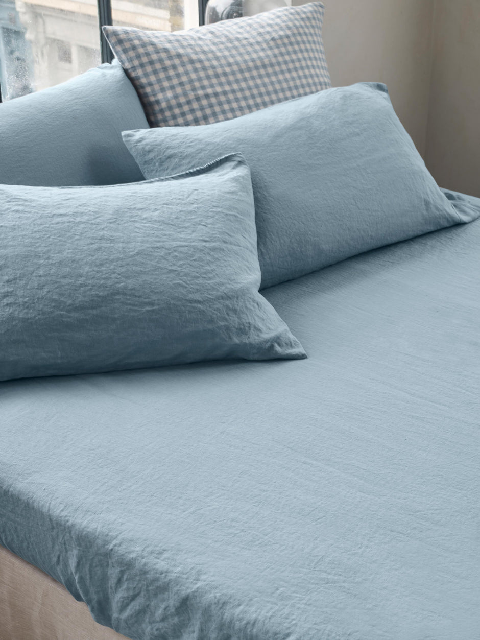 Dusk Blue Linen Bedding | Piglet in Bed UK