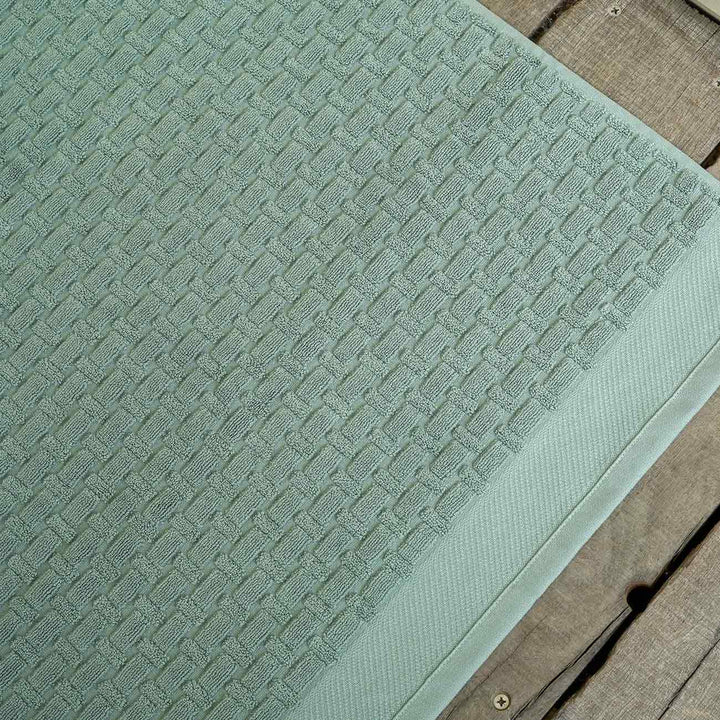 Ash Green Basketweave Towels | Piglet in Bed UK