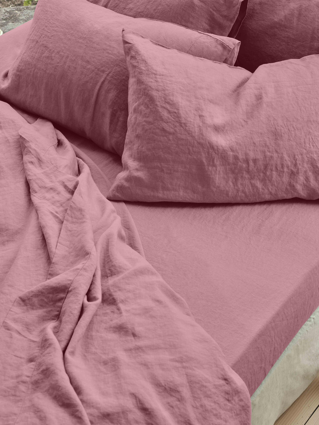 Raspberry Linen Blend Duvet Cover | Piglet in Bed UK