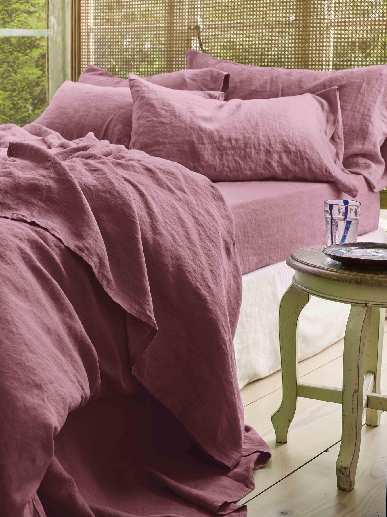 Raspberry Linen Blend Duvet Cover | Piglet in Bed UK