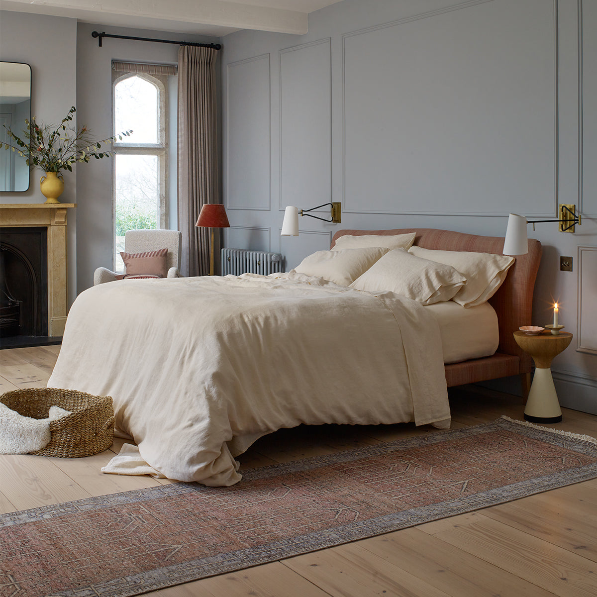 Mushroom Gingham Linen Duvet Cover | Piglet in Bed UK