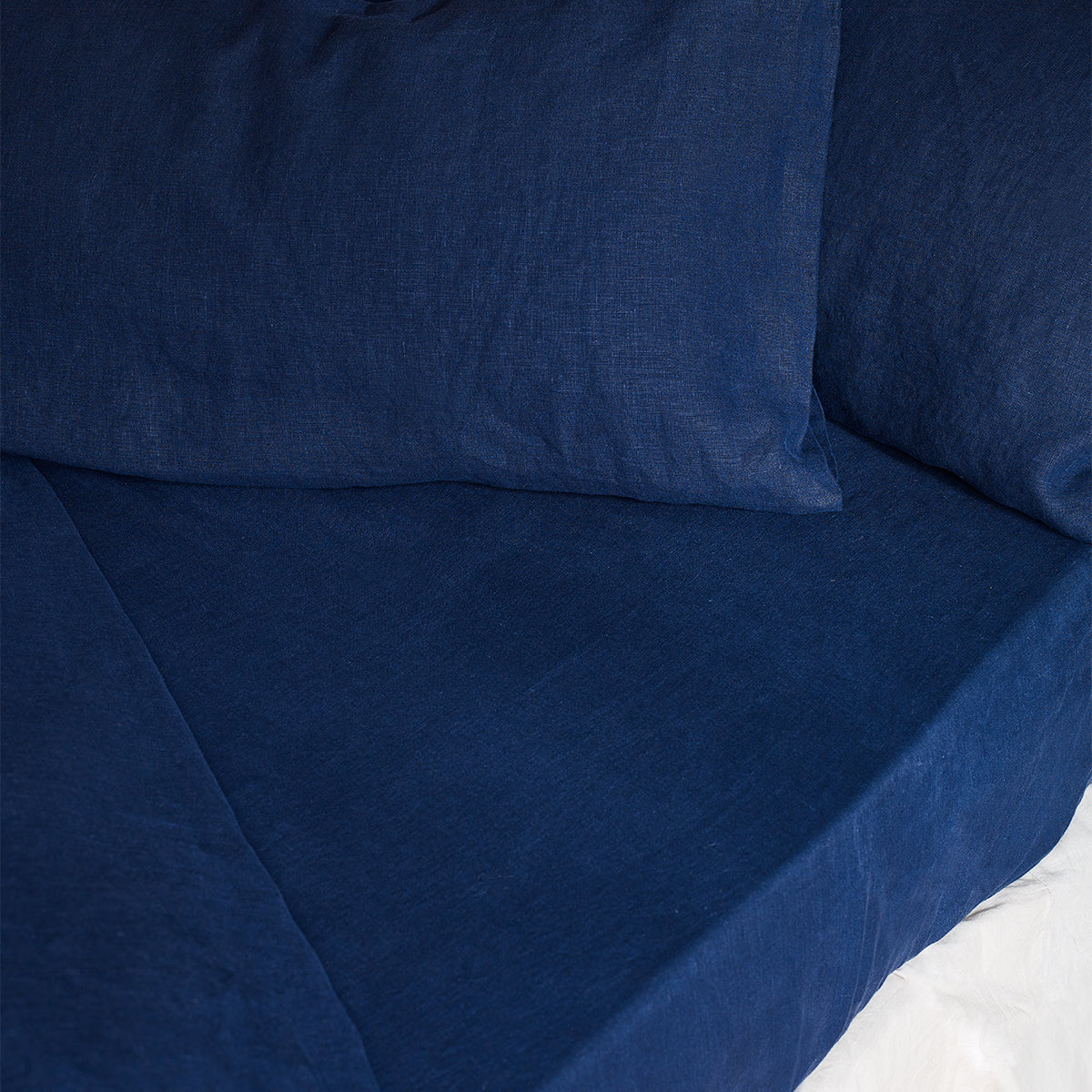 White Linen Fitted Sheet | Piglet in Bed UK