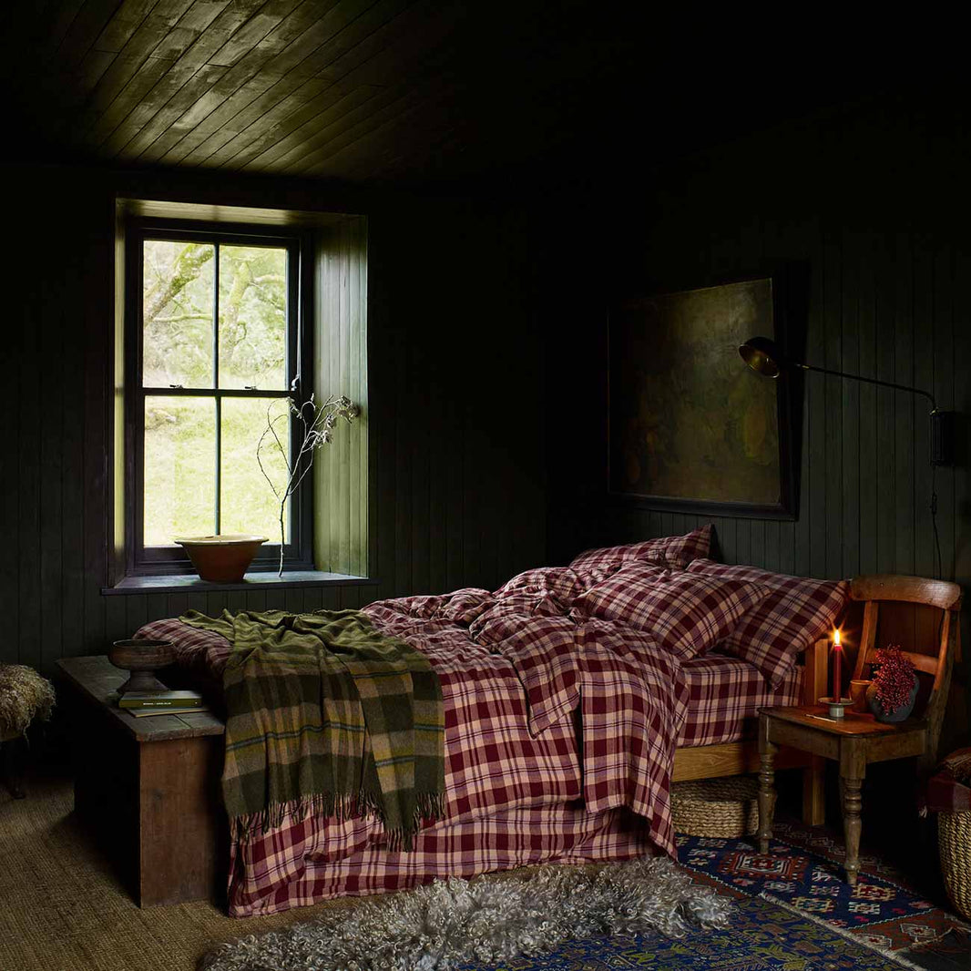 Check Linen Bedding | Piglet in Bed UK