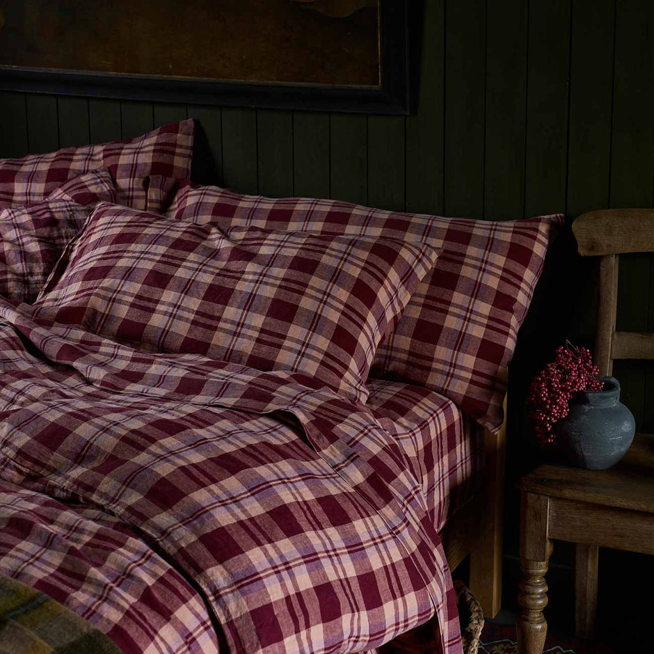 Check Linen Bedding | Piglet in Bed UK