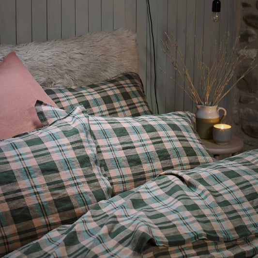 Check Linen Bedding | Piglet in Bed UK