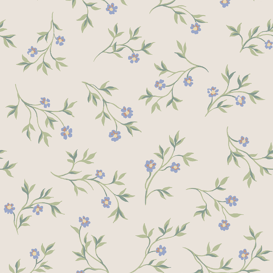 Cream Spring Sprig Wallpaper | Piglet in Bed UK