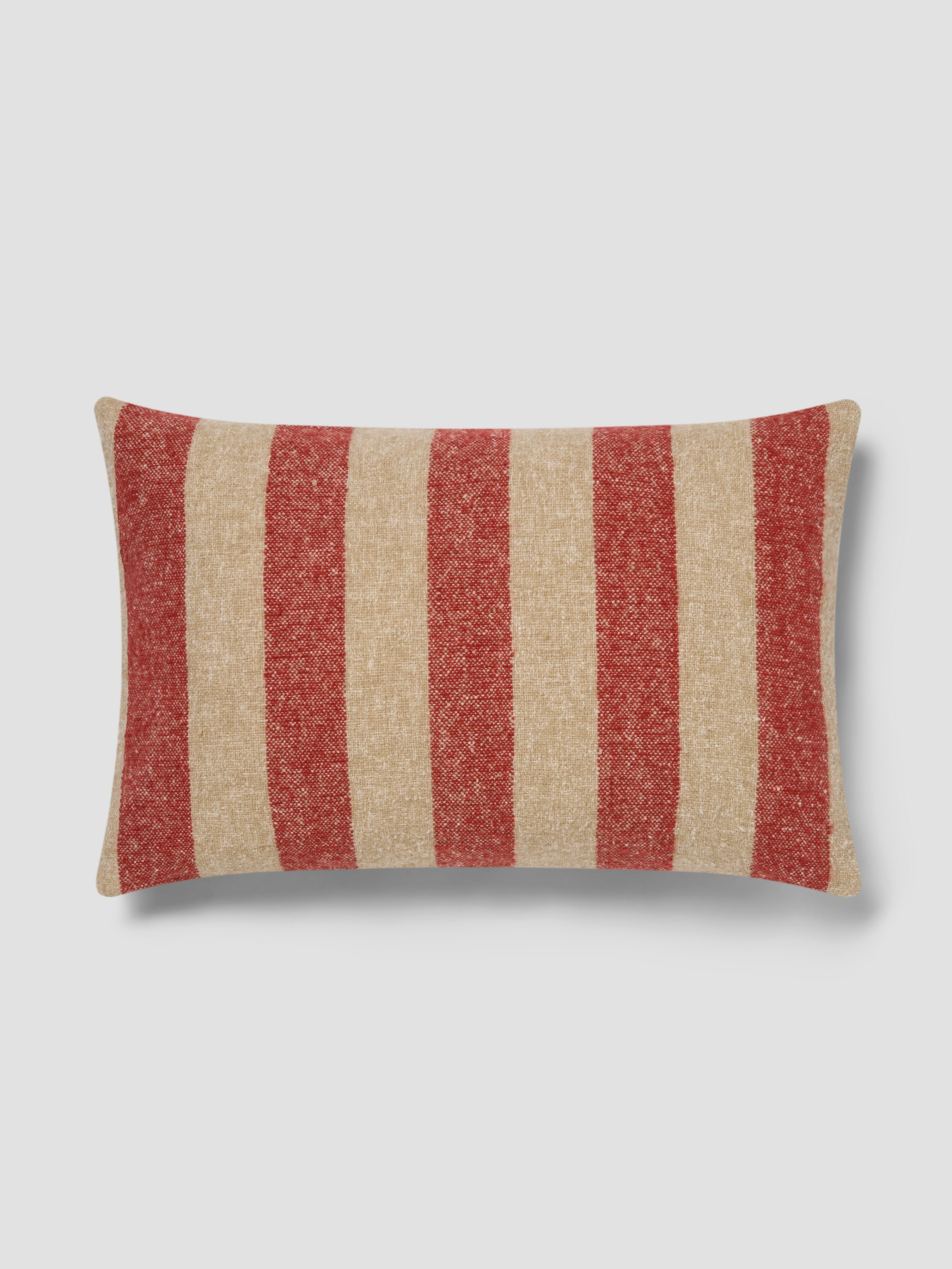 Sandstone Red & Oatmeal Wide Stripe Wool Rectangle Cushion Cover ...