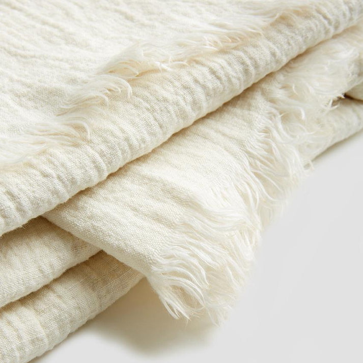 Cream Linen Crinkle Throw | Piglet in Bed UK