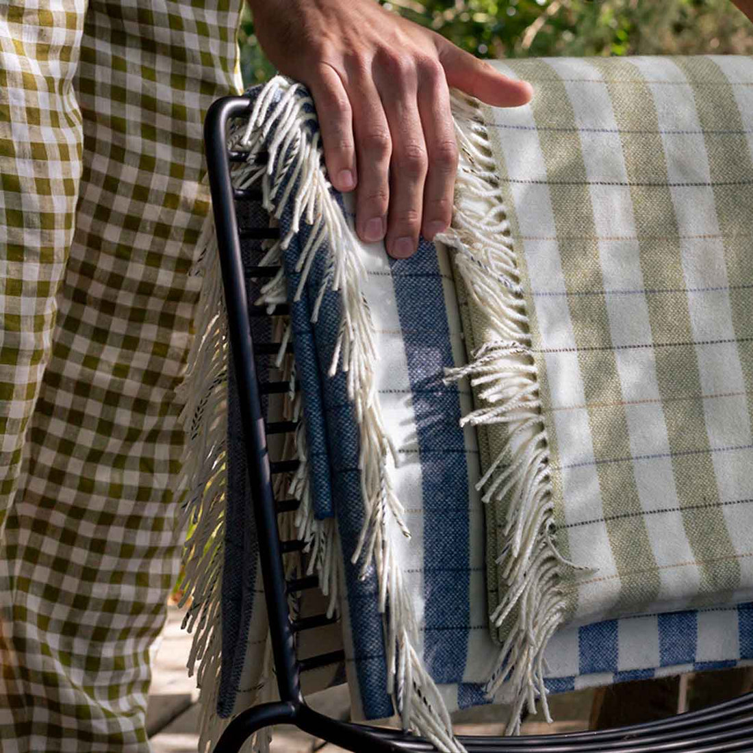 Apple Checked Stripe Wool Blanket | Piglet in Bed UK