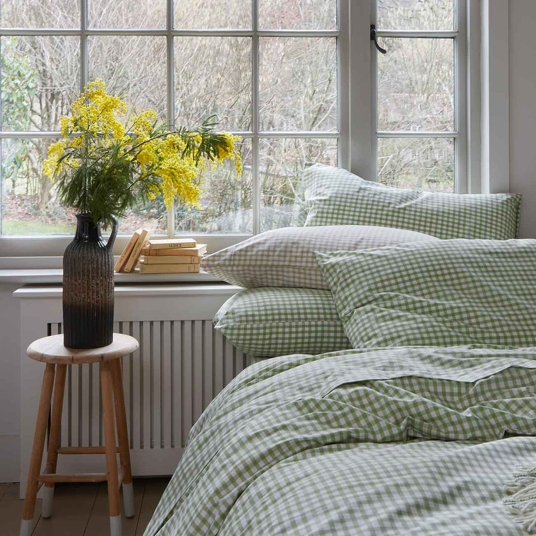 Pear Small Gingham Cotton Pillowcase (Pair) | Piglet in Bed UK