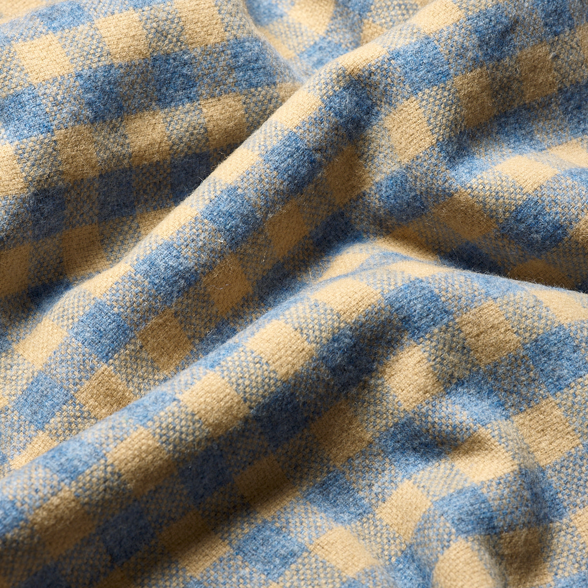 Warm Blue Gingham Wool Blanket | Piglet in Bed UK